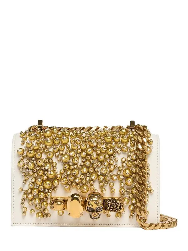 Alexander McQueen Mini Crystal Beaded Satchel - Mustard
