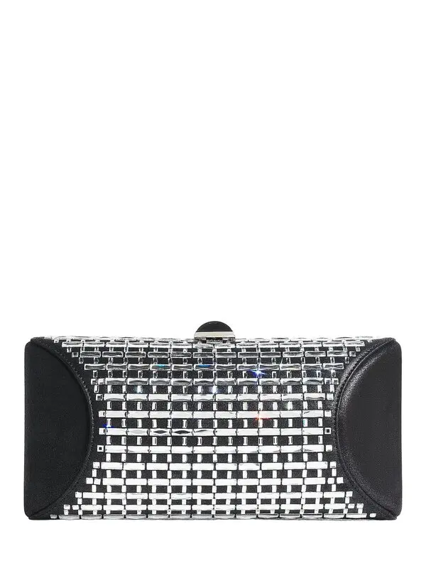 Rodo Satin Embellished Tube Plus Clutch - Black
