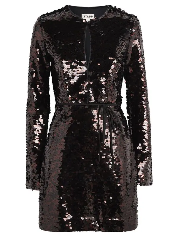 Staud Sequin Mini Dress - Brown