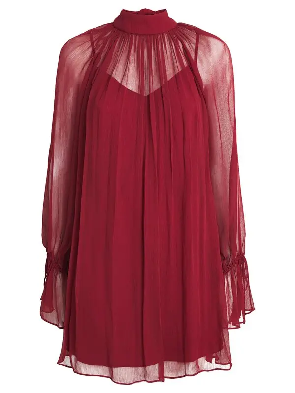 Staud Chiffon Mini Dress - Red