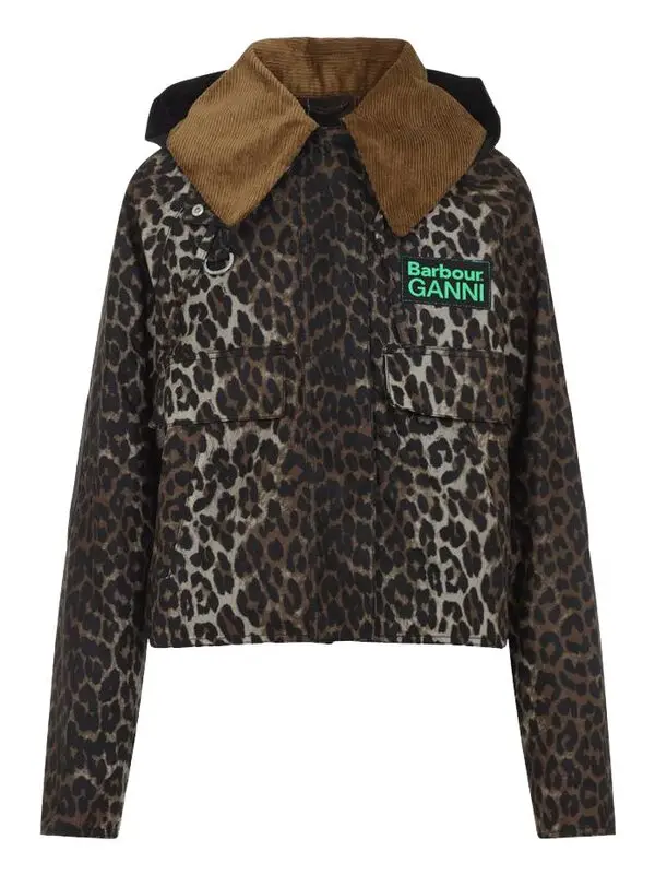 BARBOUR X GANNI Leopard Print Anorak Jacket - Brown