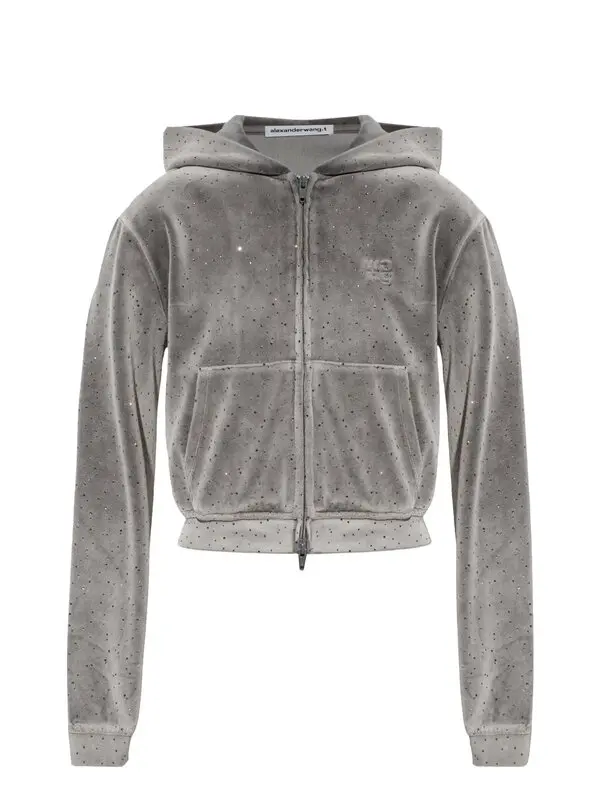 Alexander Wang Sweatshirt With Shimmering Crystals - Grey