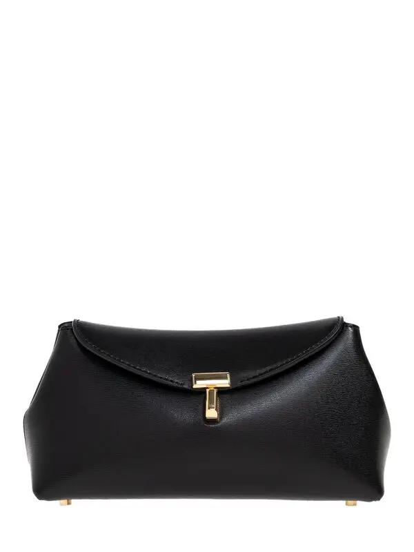 TOTEME T-lock Mini Leather Clutch - Black