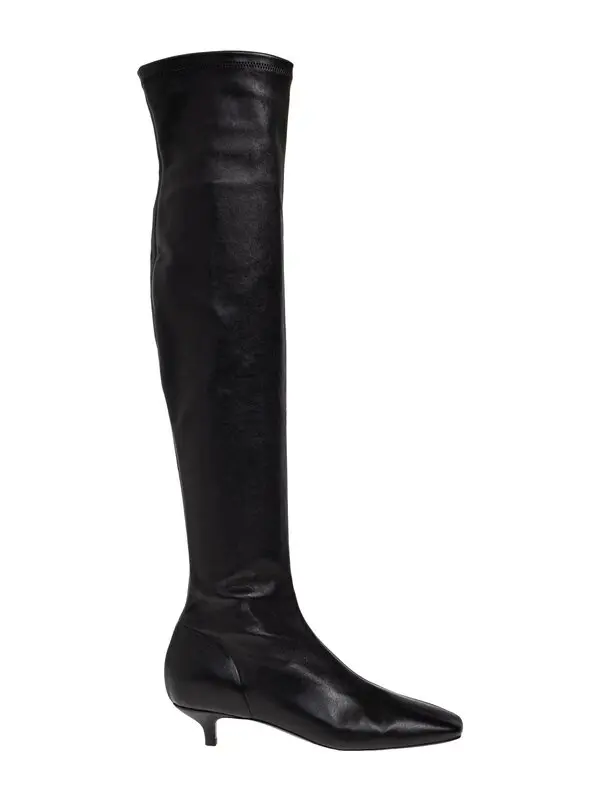TOTEME Leather Heeled Over-the-knee Boots - Black