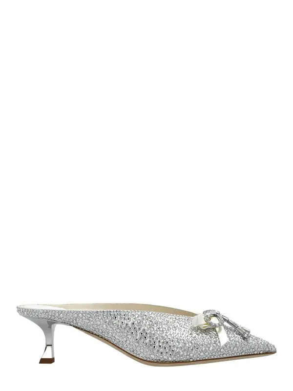 JIMMY CHOO Heeled Mules With Crystal Embellishments - Silver