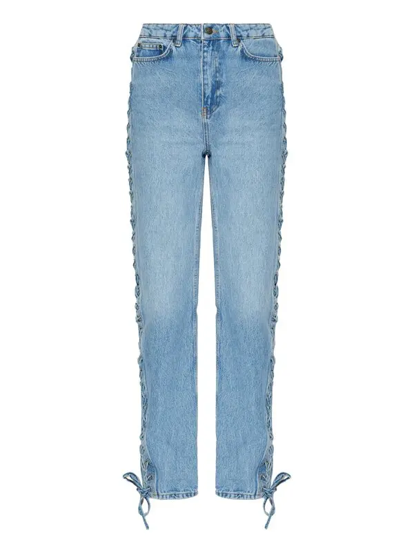 ROTATE BY BIRGER CHRISTENSEN Jeans With Lacing Detail - Light Blue
