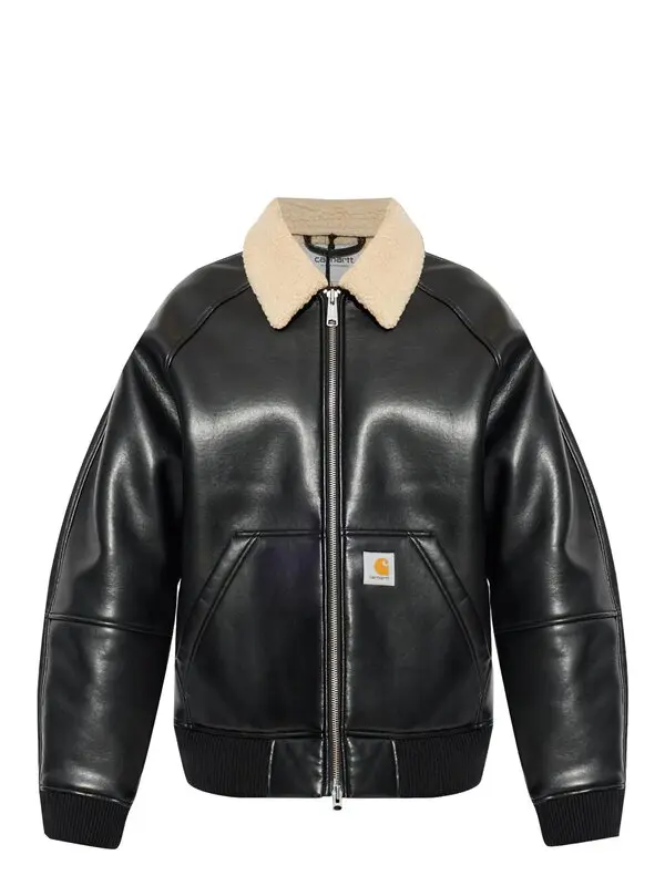 Carhartt Work In Progress Shepton Faux Leather Bomber Jacket - Black