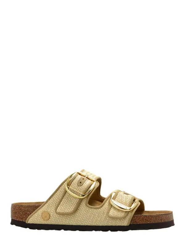 BIRKENSTOCK Arizona Big Buckle Raffia Slides - Beige