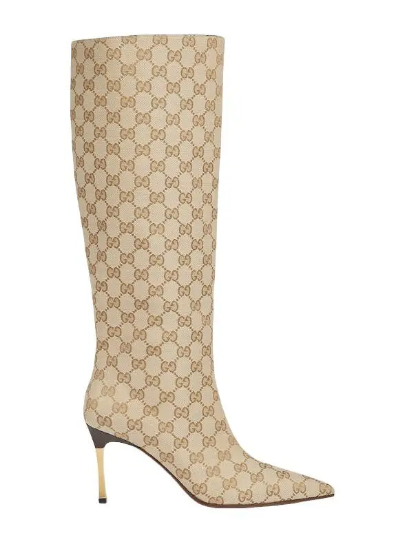 Gucci Gg Canvas Bombshell Boots - Beige