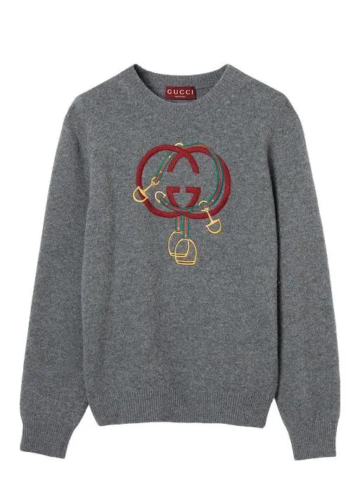Gucci Knit Wool Sweater With Embroidery - Black
