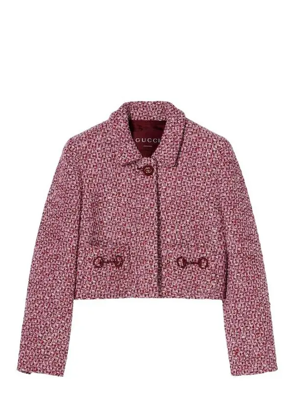 Gucci Tweed Jacket With Horsebit Detail - Red