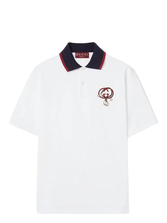 Gucci Cotton Piquet Polo Shirt With Embroidery - White