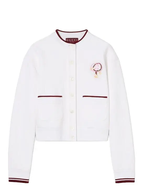 Gucci Cotton Jersey Cardigan With Embroidery - White