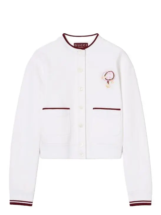 Gucci Cotton Jersey Cardigan With Embroidery - White