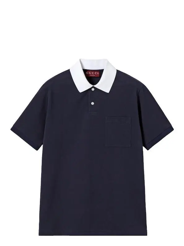 Gucci Stretch Cotton Piquet Polo Shirt - Blue