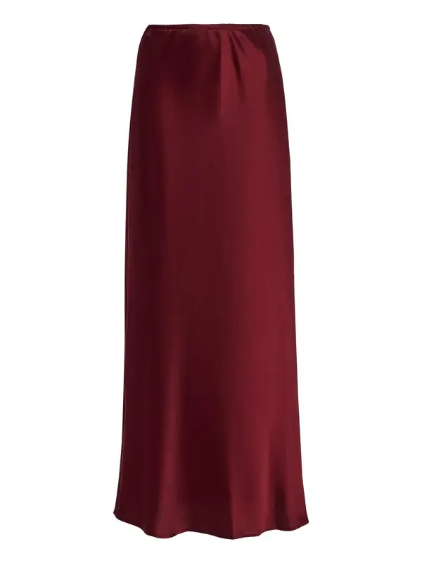 LESET Barb Satin Maxi Skirt - Burgundy