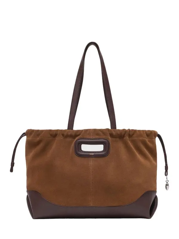 Maje Leather And Suede Milpli Tote Bag - Camel/brown