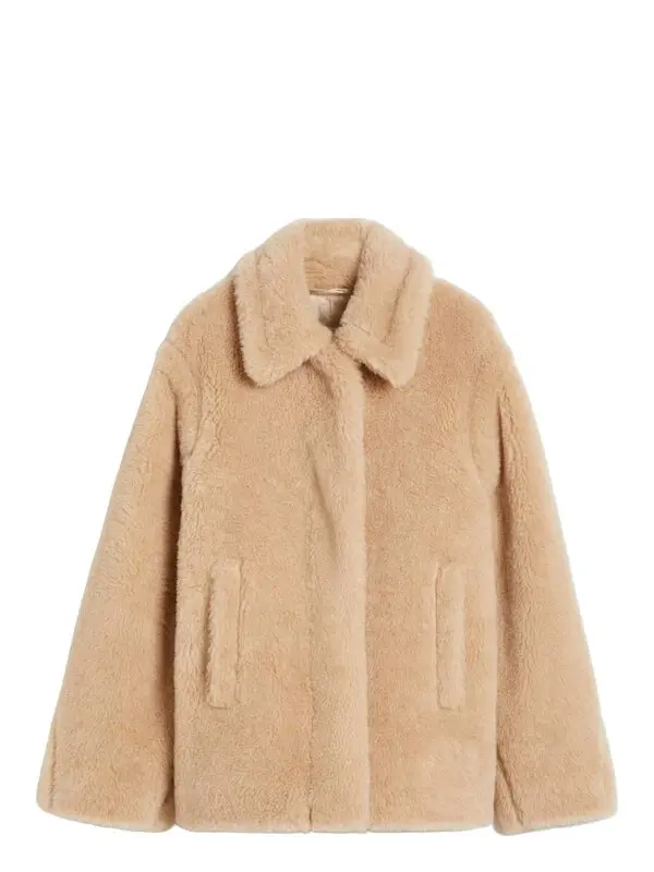 Max Mara Cropped Teddy Coat In Alpaca And Wool - Albino