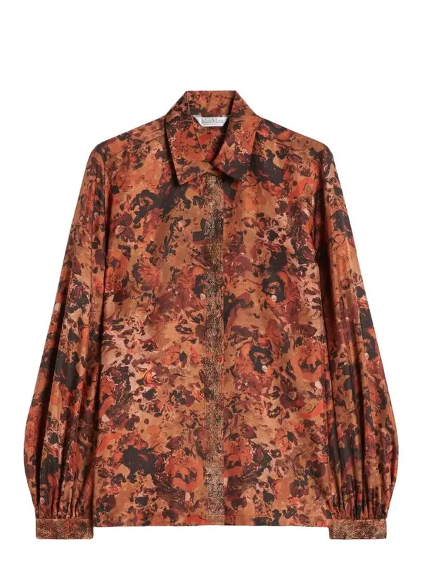 Max Mara Relaxed-fit Printed Silk Shirt - Terra Cotta