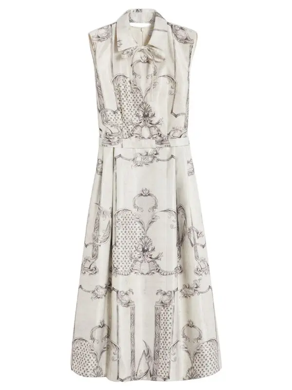 Max Mara Printed Mikado Shirt Dress - Ivory