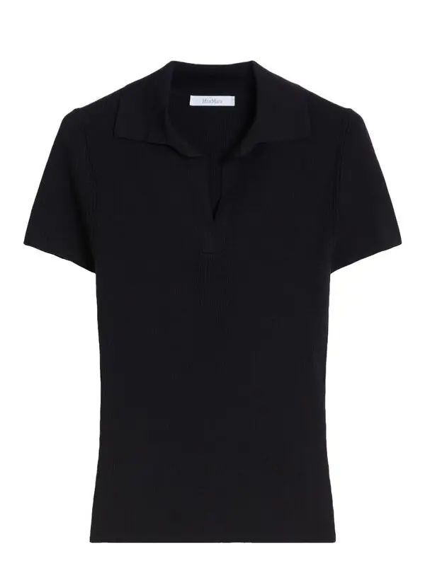 Max Mara Rib-knit Wool Polo Shirt - Ultramarine