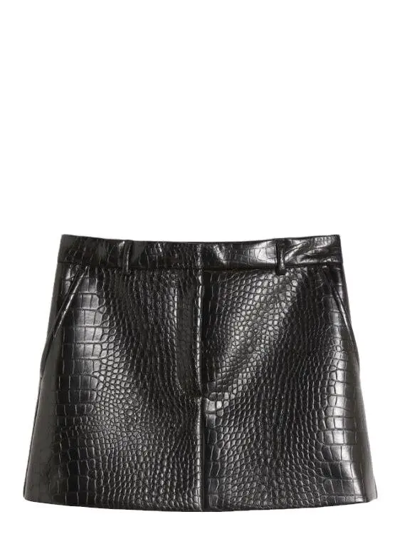 Max Mara Alligator-effect Patent Leather Mini Skirt - Black
