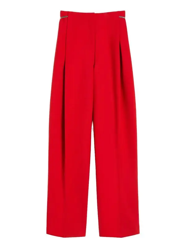 Max Mara Pleated Wide Leg Trousers - Red