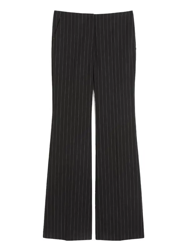 Max Mara Flared Pinstripe Wool Trousers - Black