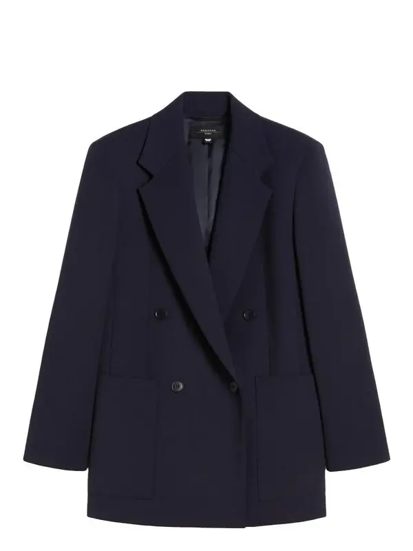 Max Mara Technical Wool Gabardine Double-breasted Blazer - Black