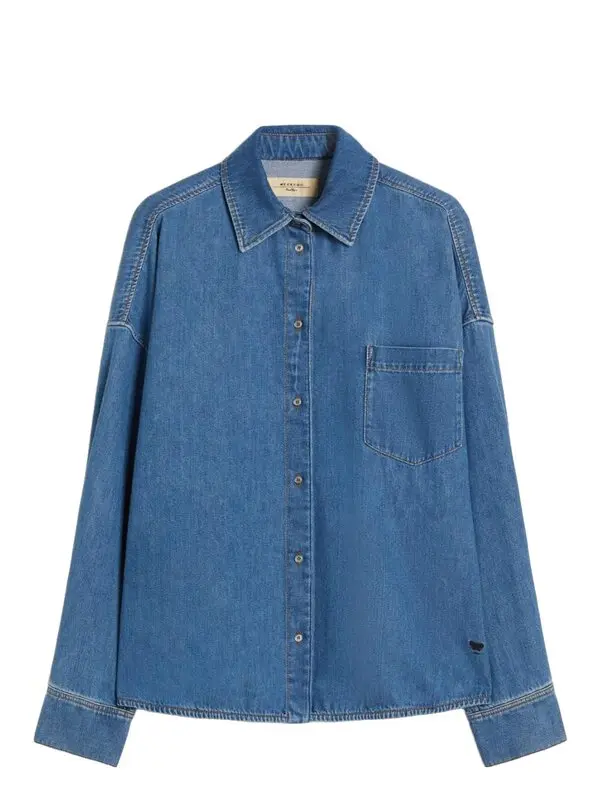 Max Mara Cotton Denim Oversized Shirt - Navy