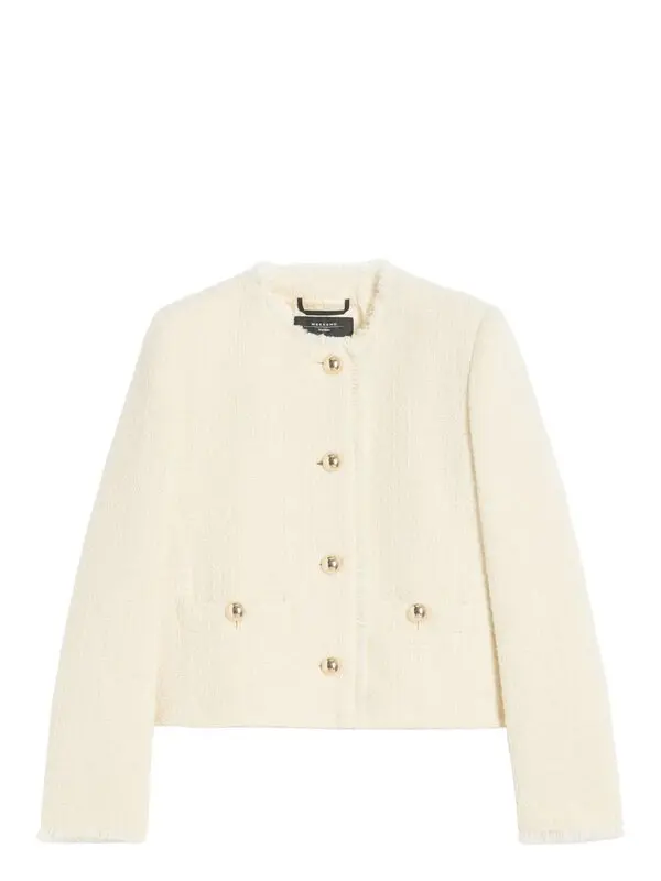 Max Mara Wool-blend Cropped Jacket With Fringed Trims - Ecru