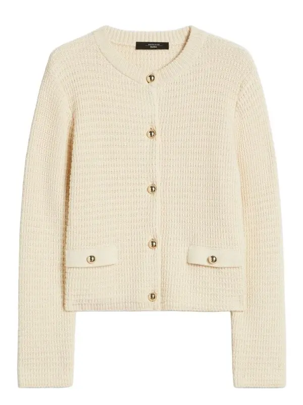 Max Mara Cropped Links-stitch Cotton Cardigan - Ecru