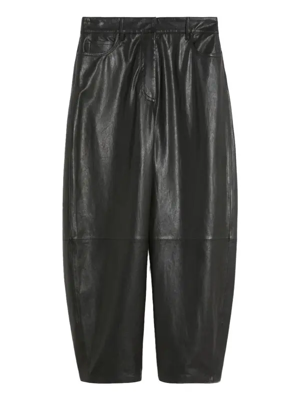 Max Mara Leather Barrel-leg Trousers - Black