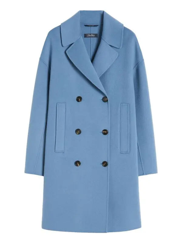 Max Mara Wool Broadcloth Midi Coat - Light Blue