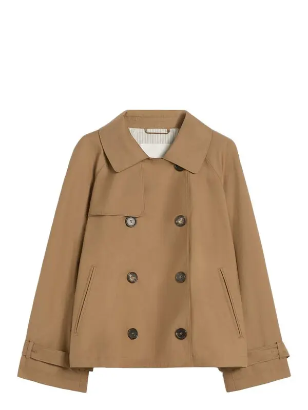 Max Mara Short Water-repellent Twill Trench Coat - Brown