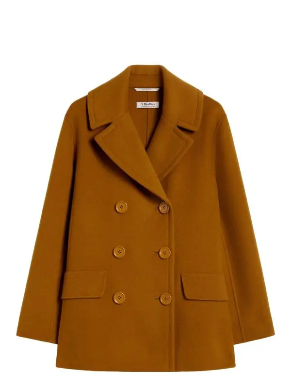 Max Mara Wool Broadcloth Pea Coat - Mustard