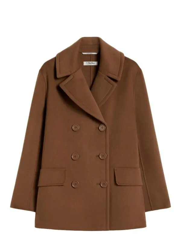 Max Mara Wool Broadcloth Pea Coat - Tobacco