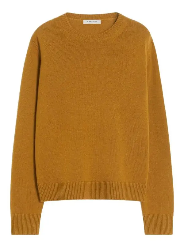 Max Mara Wool And Cashmere Sweater With Knitted Patches - Mustard
