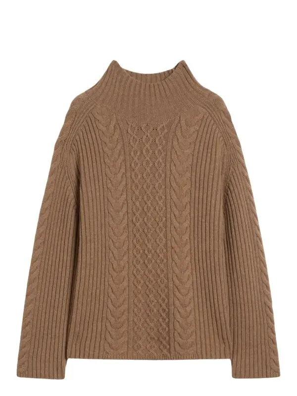 Max Mara Cable-knit Wool And Cashmere Sweater - Mud