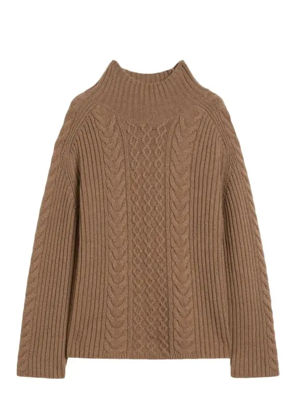 Max Mara Cable-knit Wool And Cashmere Sweater - Mud