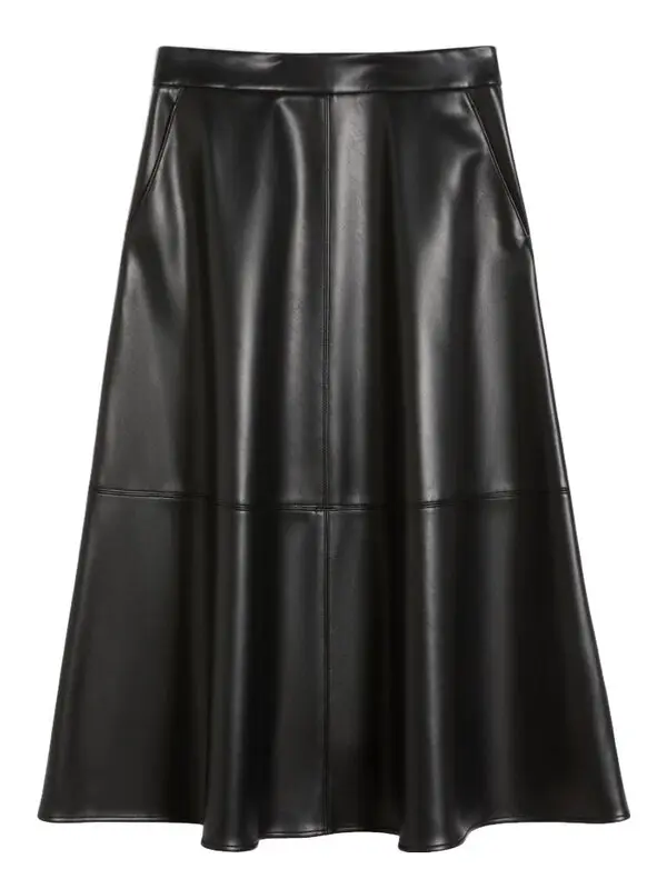 Max Mara Coated Jersey Flared Skirt - Black