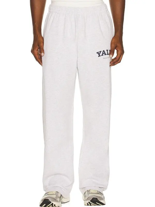 SPORTY & RICH Yale Classic Wide Sweatpant In Grey - Heather Grey