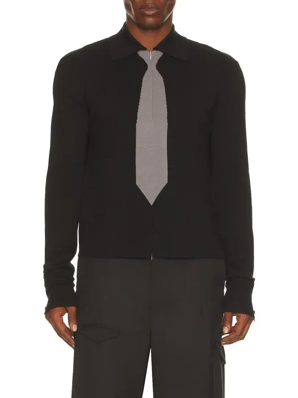 SPENCER BADU Knit Tie Shirt - Black