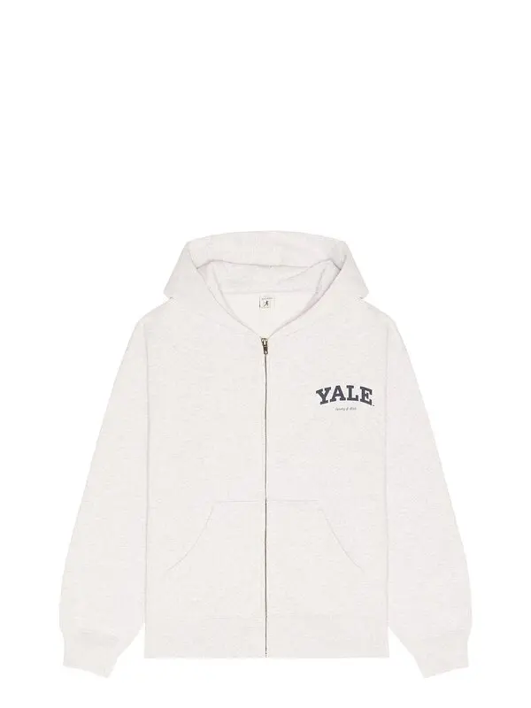 SPORTY & RICH Yale Classic Zip Hoodie - Heather Grey