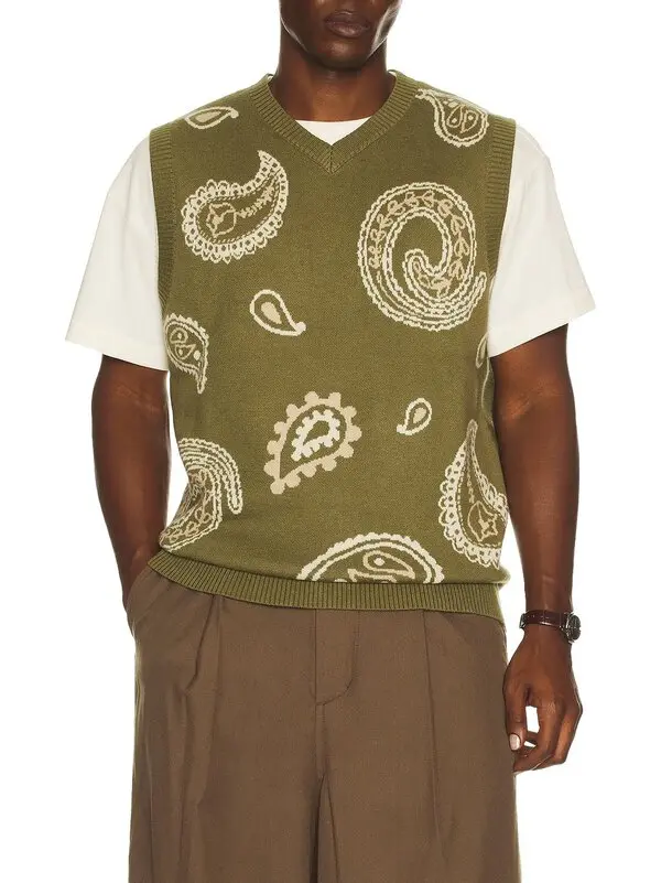 MALBON Paisley Sweater Vest - Olivine