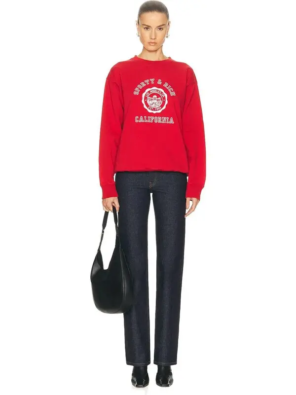 SPORTY & RICH California Emblem Crewneck Sweatshirt - Ruby