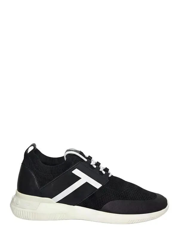 TOD'S Knit Leather Low-top Sneakers - Black
