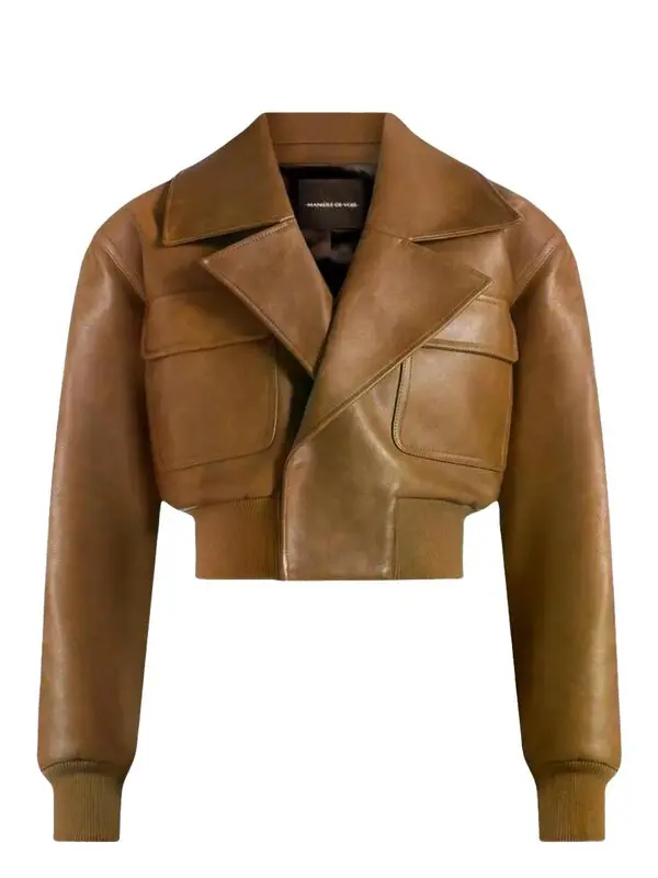 Manière De Voir Lapel Bomber Jacket - Brown