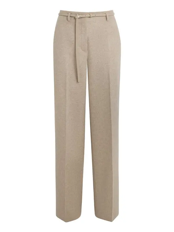 Lafayette 148 New York Wool-cashmere Belted Trousers - Grey