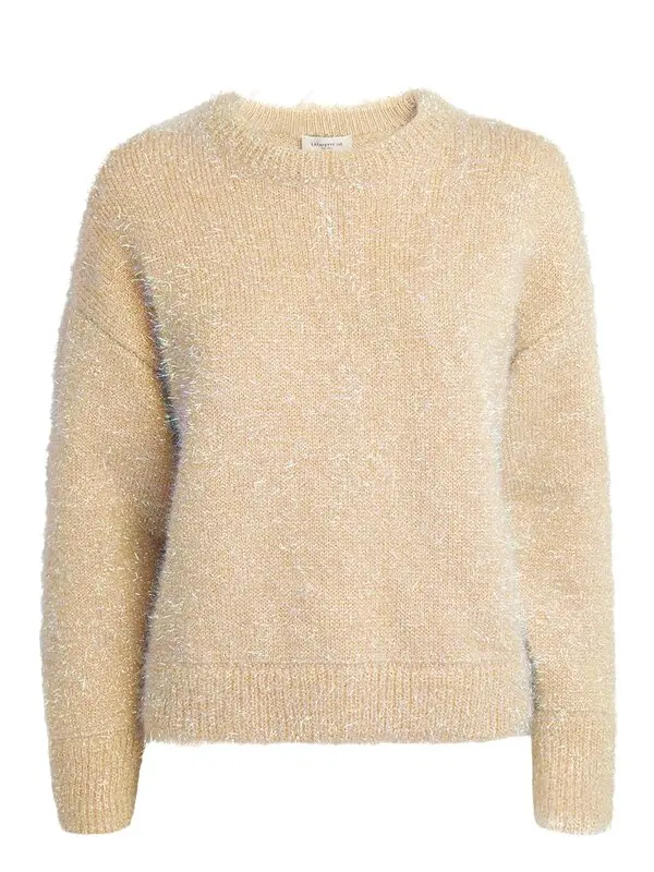 Lafayette 148 New York Iridescent Tinsel Knit Sweater - Beige